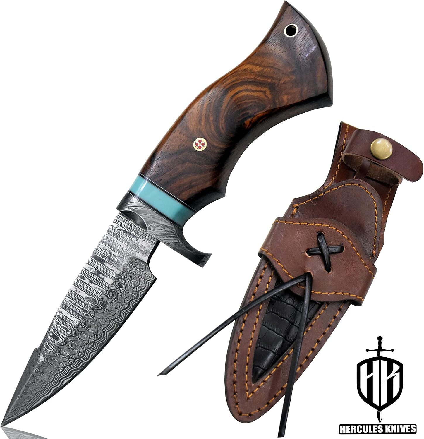 AZ47-Custom Hand Forged Damascus Steel Camping Survival Hunting Knife ...