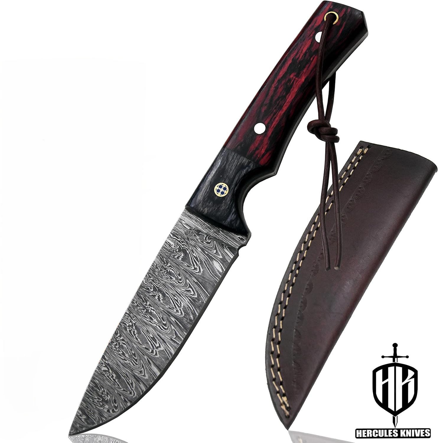 AZ44-Custom Hand Forged Damascus Steel Camping Survival Knife with Woo ...