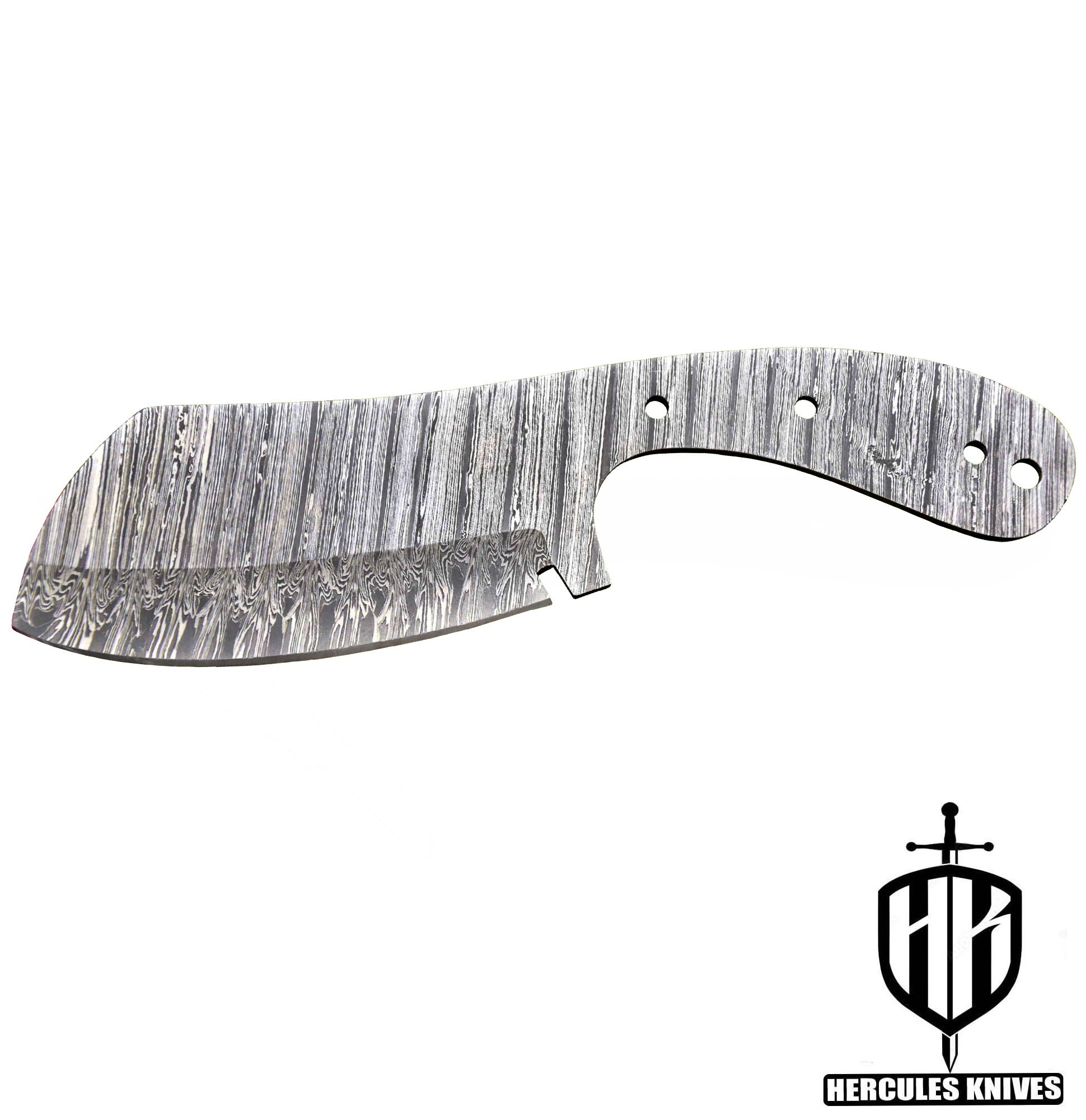 MB380-Custom Hand Forged Damascus Steel Blank Blade Camping Cleaver Ha ...