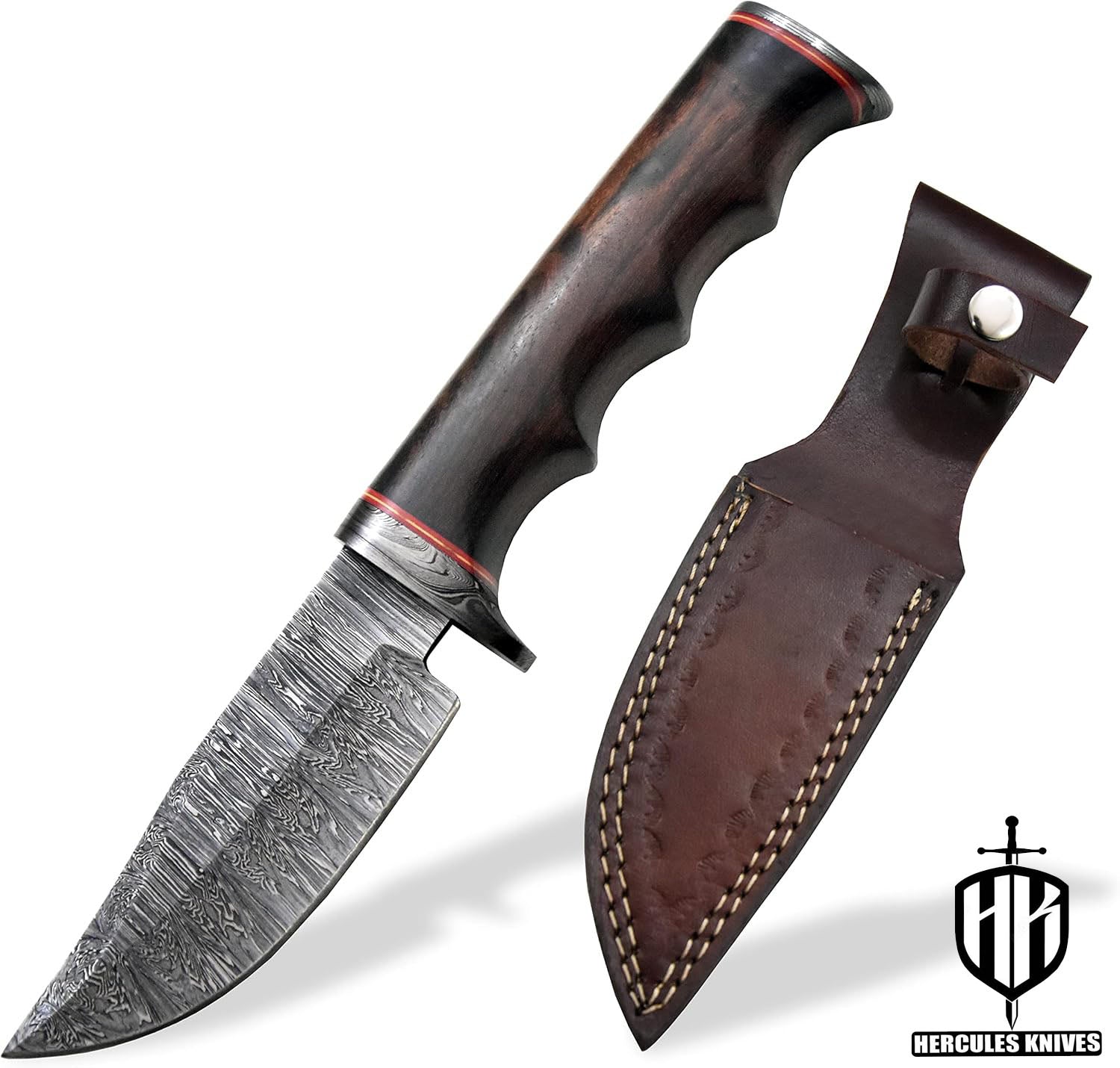 AZ30-Custom Hand Forged Damascus Steel Camping Survival Knife with Wal ...